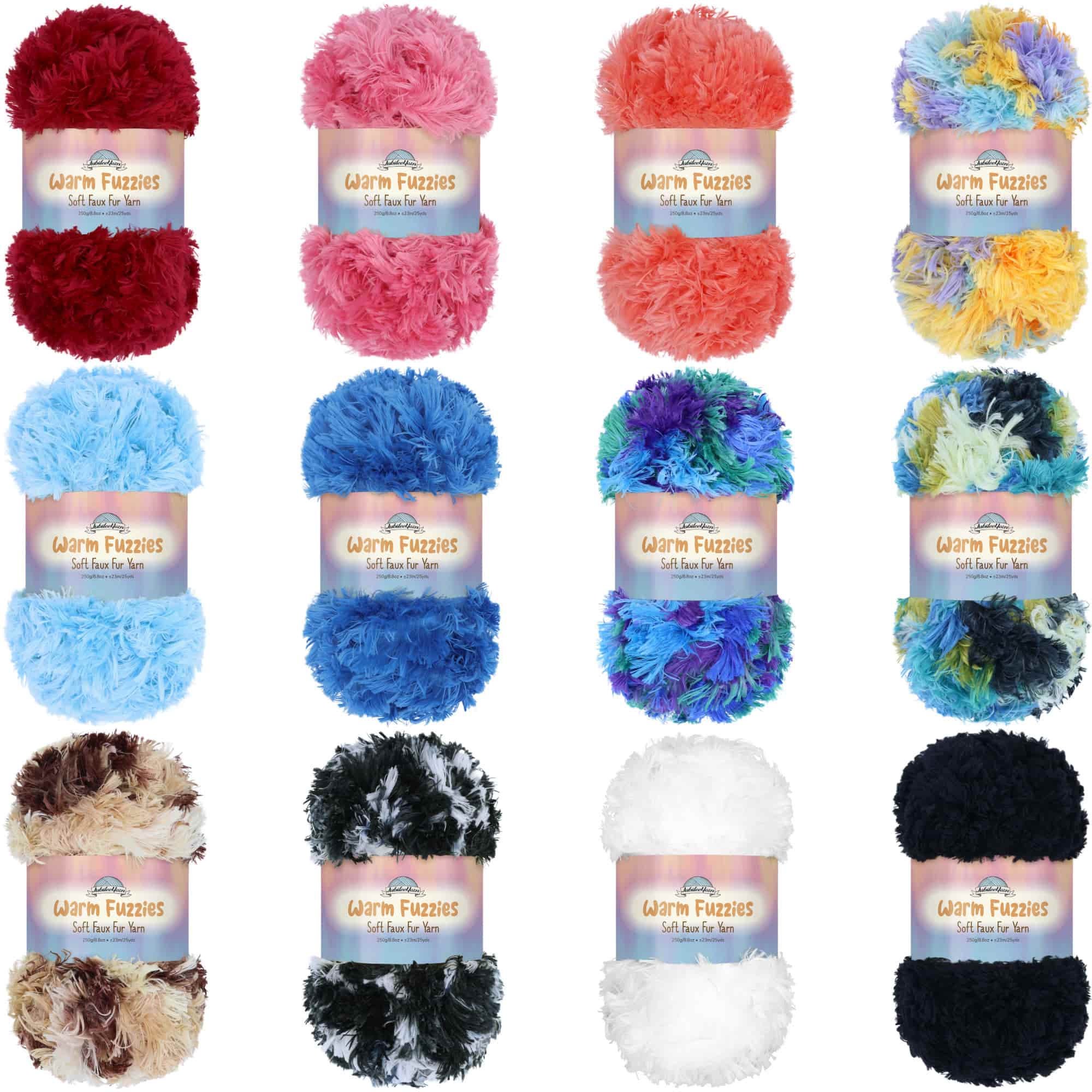 JubileeYarn Soft Fuzzy Faux Fur Eyelash Chunky Yarn - 12 Colors