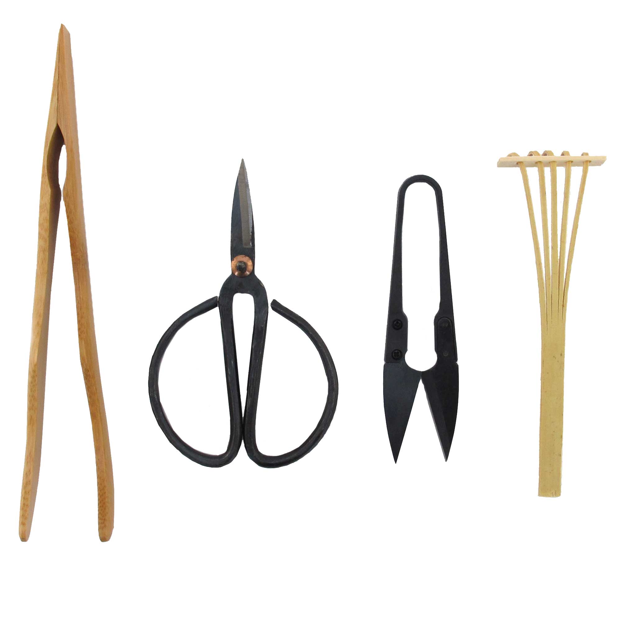 Pruning Shears, Precision Scissors, Bamboo Rake, and Bamboo Branch Hol