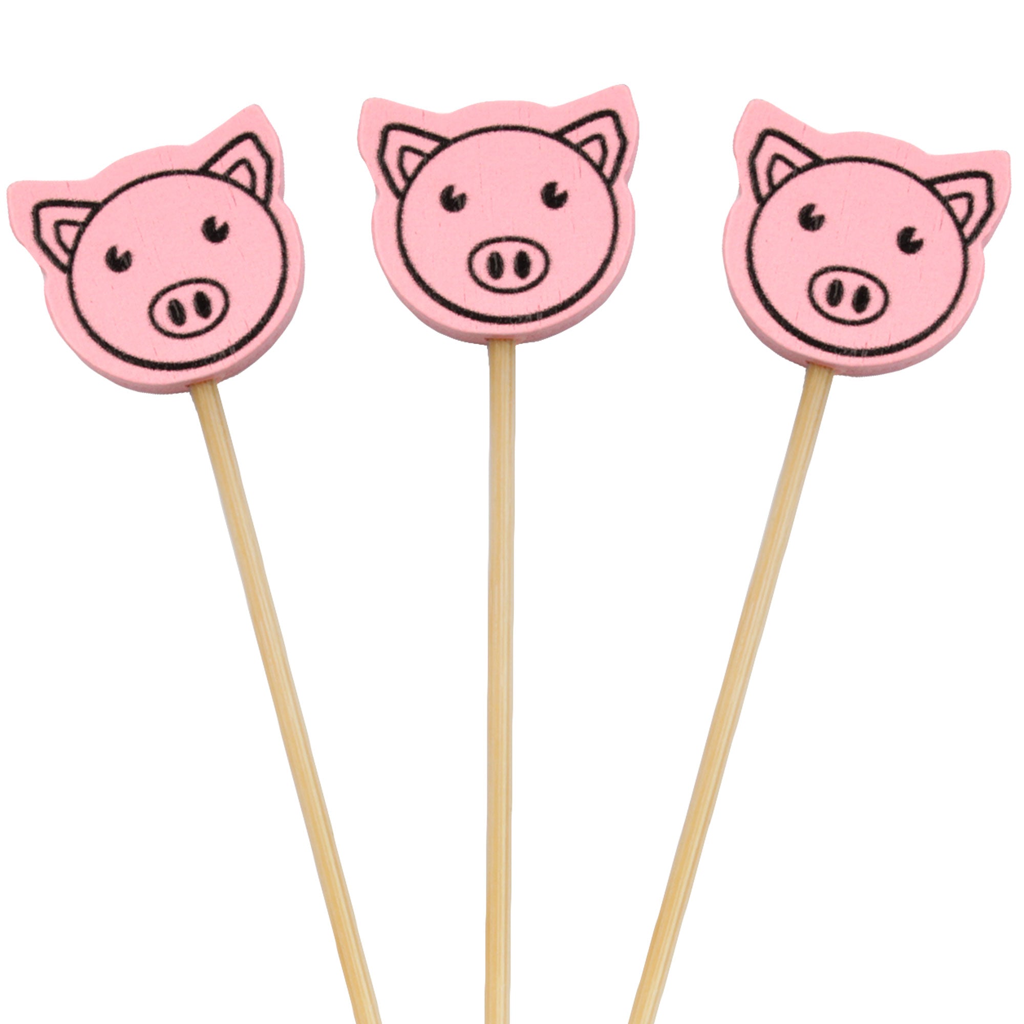 Pink Pig Bamboo Food Picks