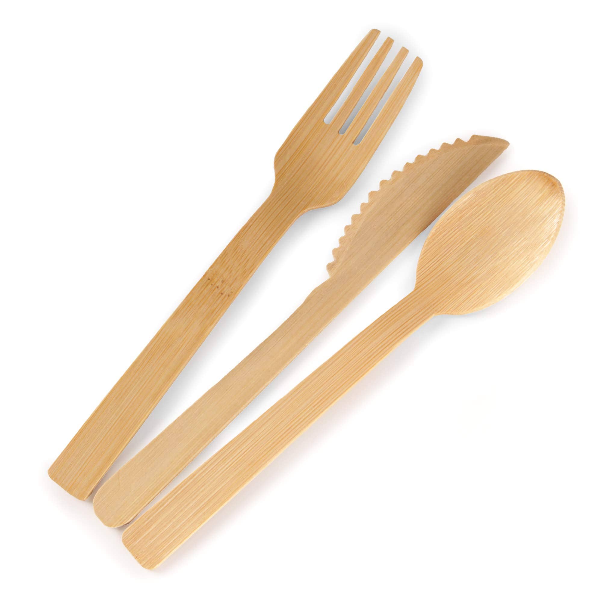 6.7" Disposable Bamboo Veneer 3 Piece Flatware Set